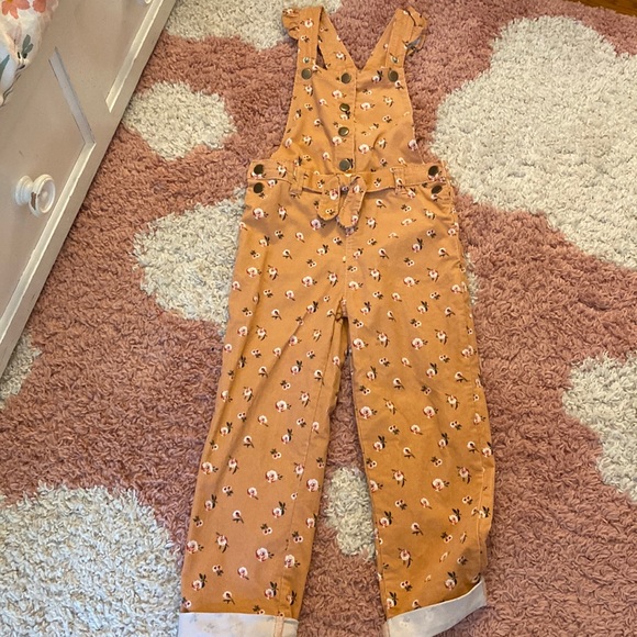 One Pieces | Peach Floral Overalls | Poshmark